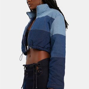 Dolls Kill | Jackets & Coats | Dolls Kill Cropped Denim Puffer Jacket ...